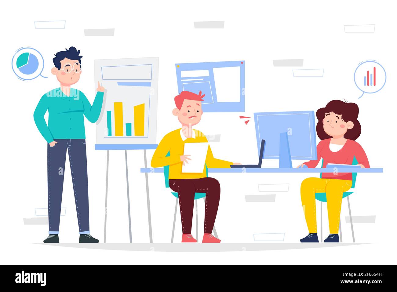 Flat people on business training illustrated Vector illustration Stock ...