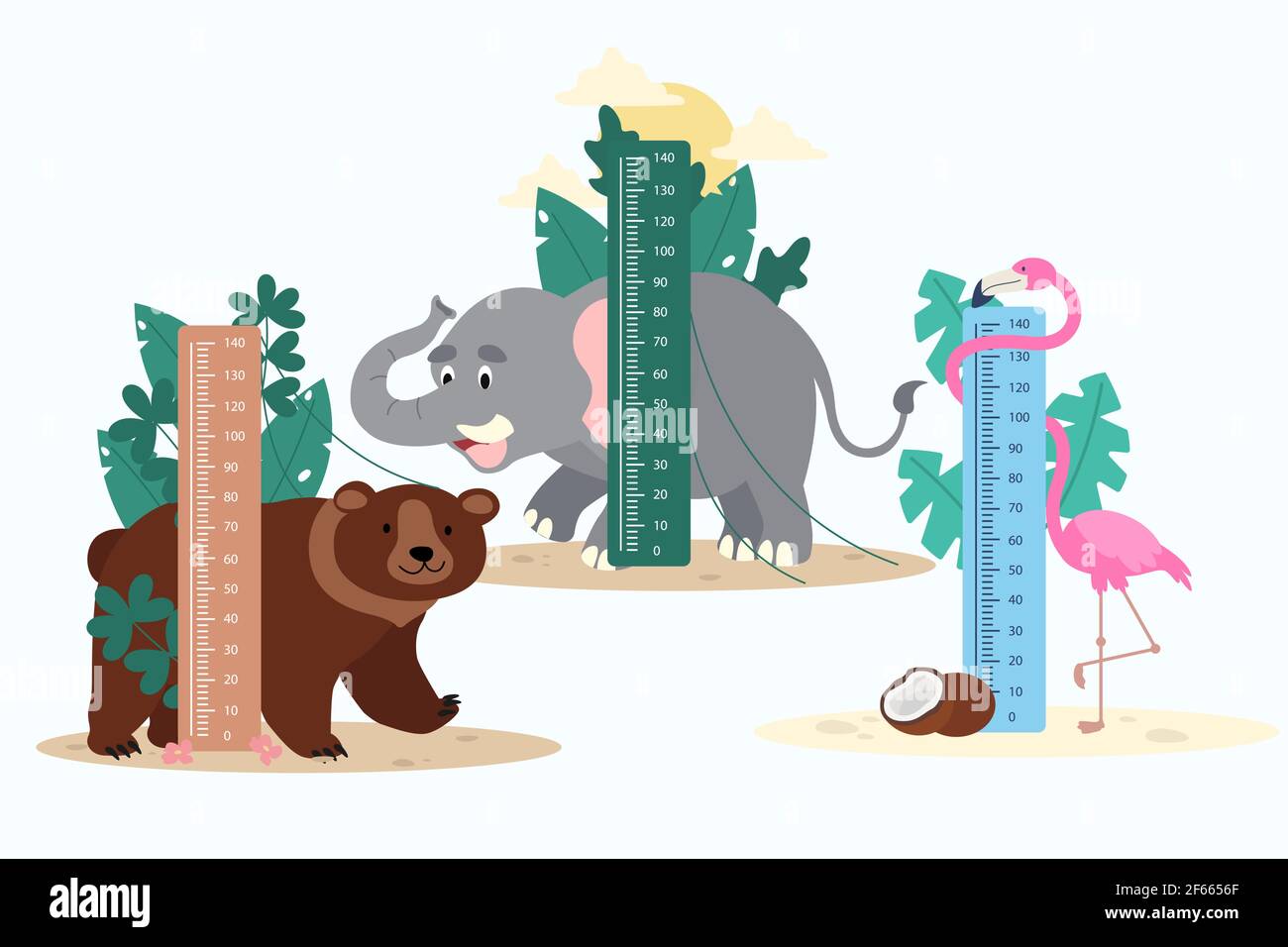 Hand drawn height meter Set Vector illustration Stock Vector Image ...