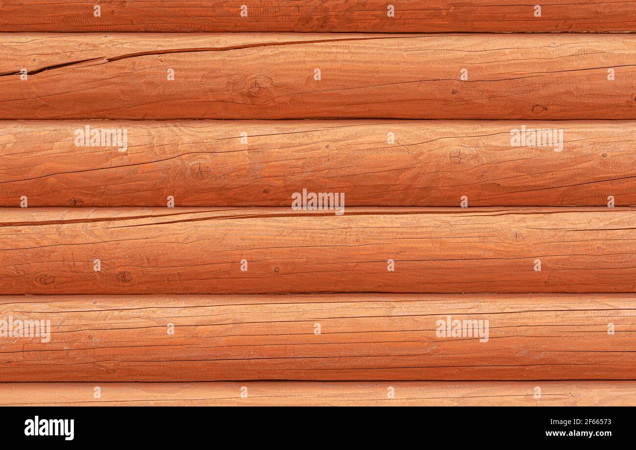 Texture of a wooden blockhouse made of logs Stock Photo - Alamy
