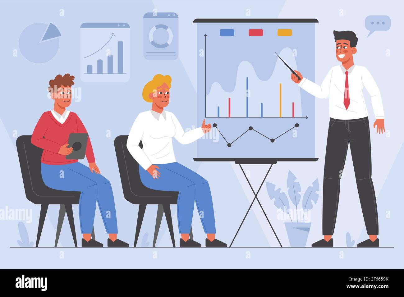 Flat people on business training illustrated Vector illustration Stock ...