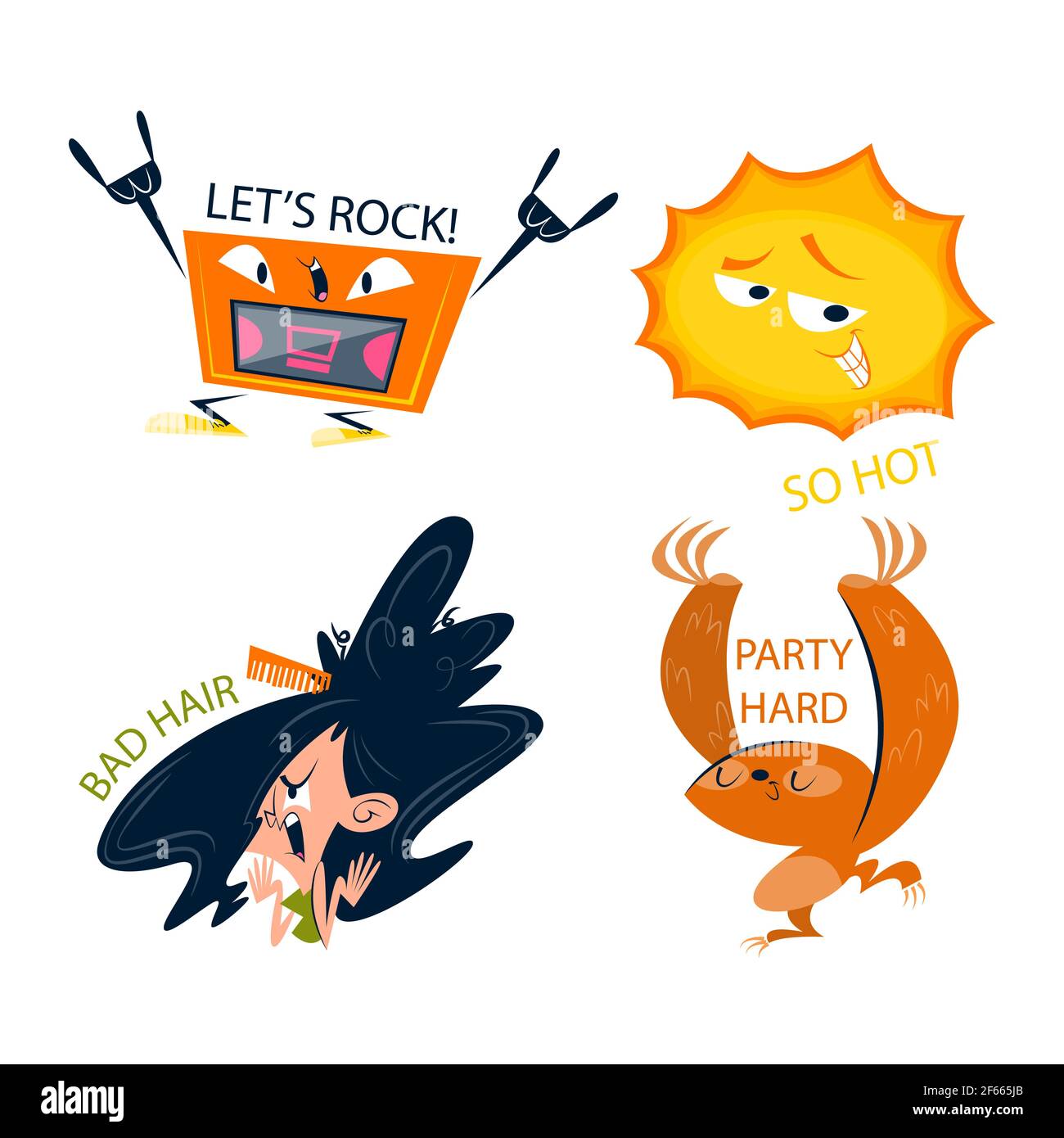 Retro cartoon funny stickers Cut Out Stock Images & Pictures - Alamy