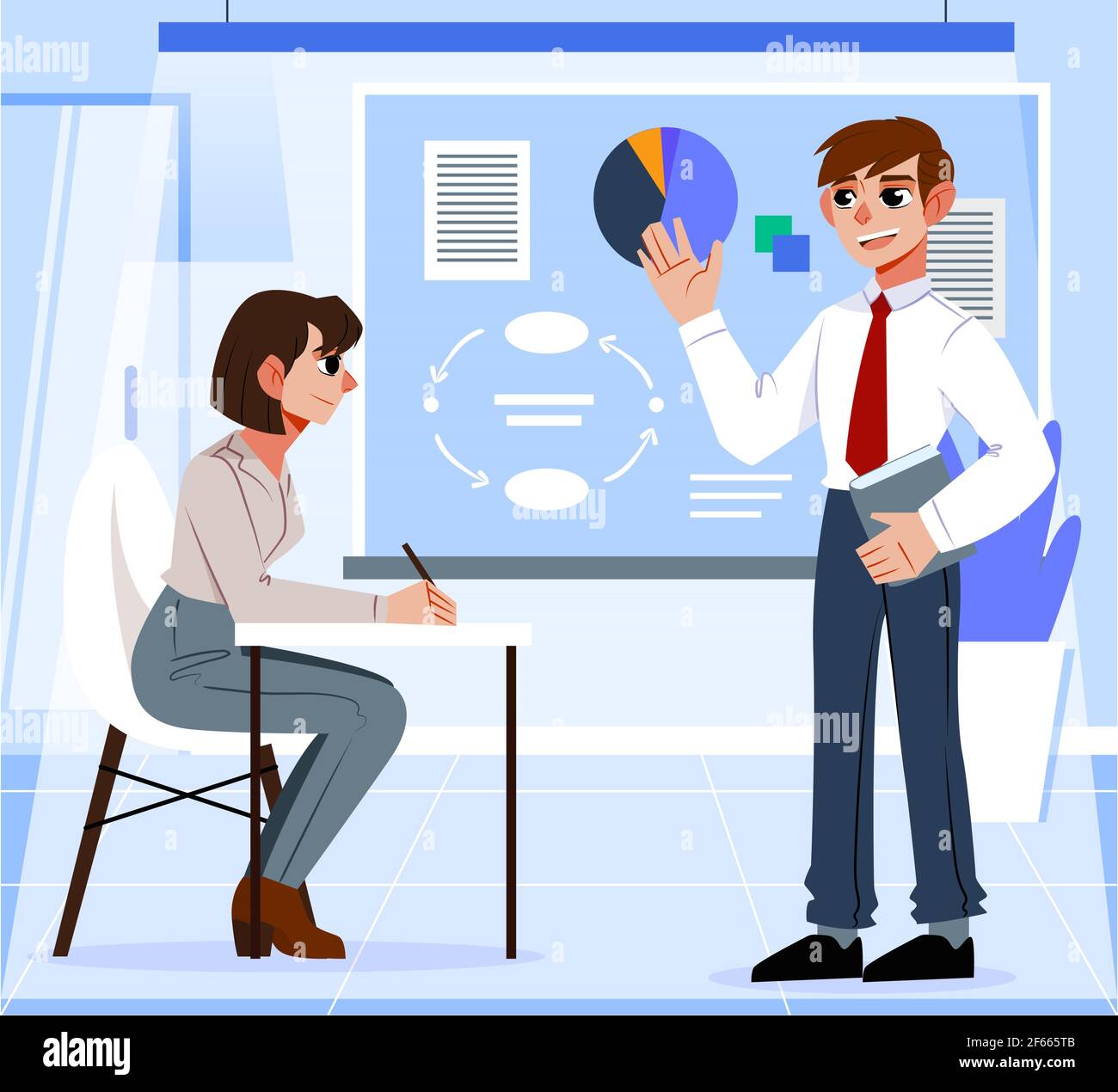 Flat people on business training illustration Vector illustration Stock ...