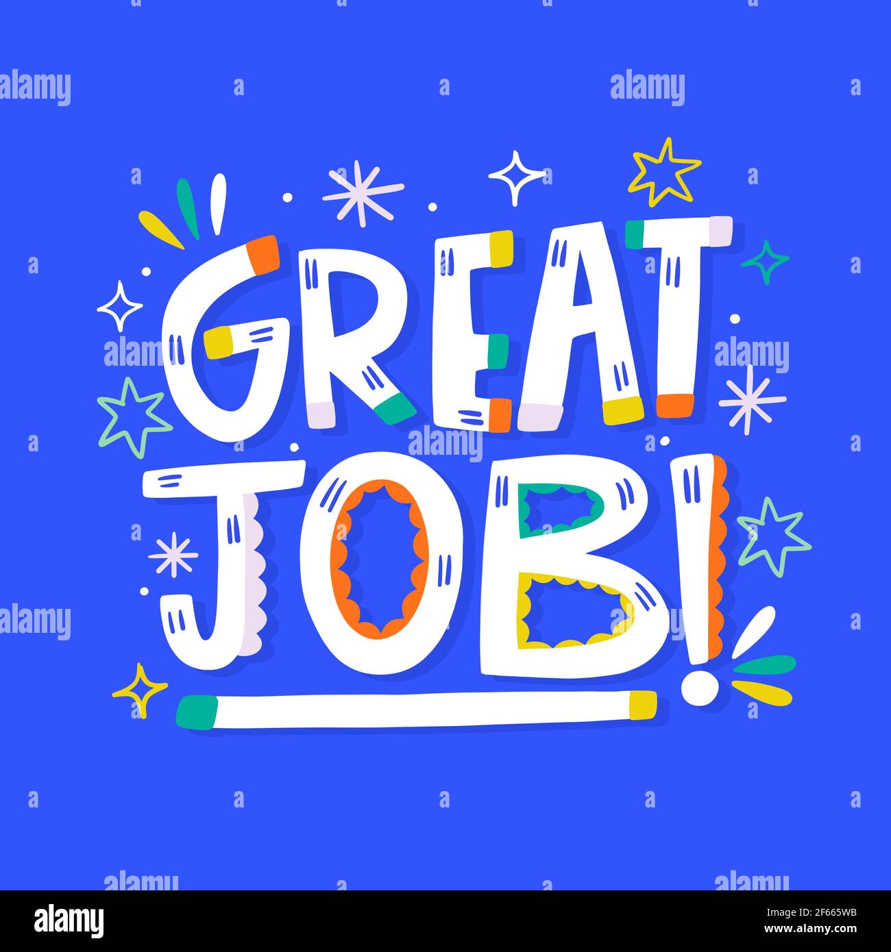 Hand drawn great job lettering Vector illustration Stock Vector Image ...