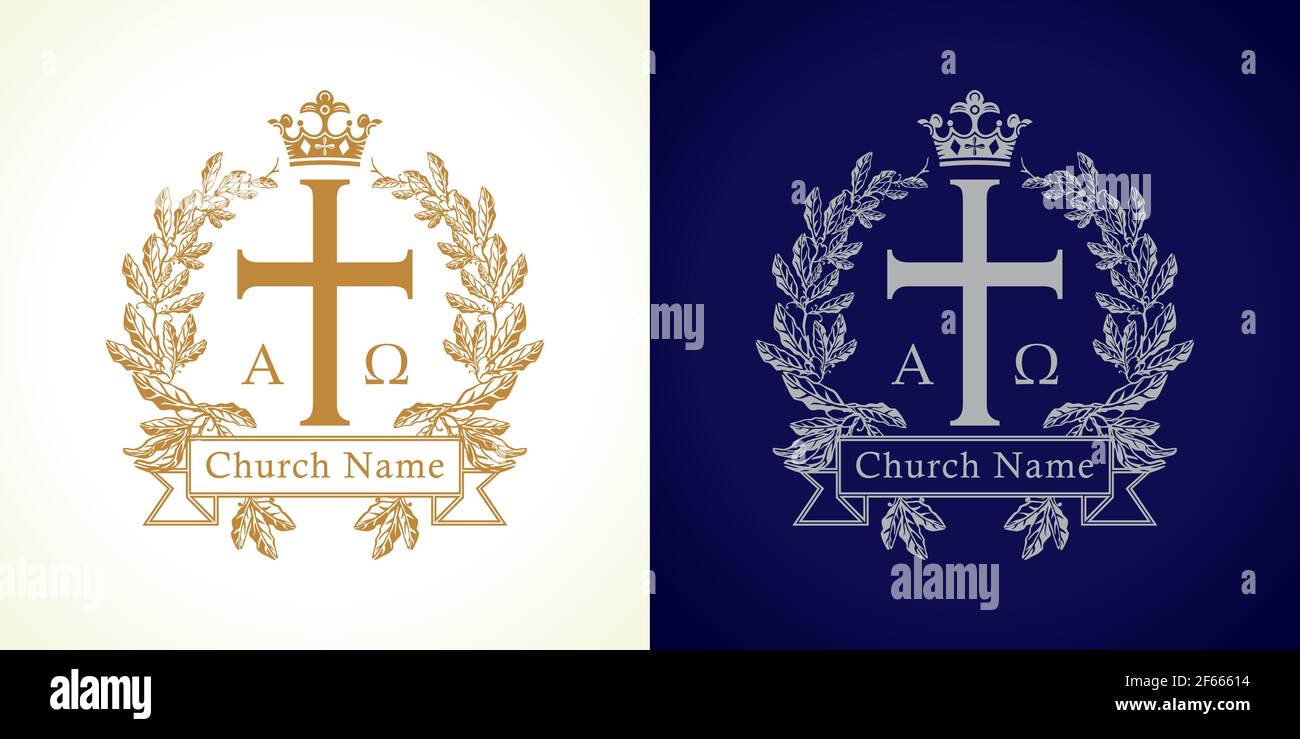 Church logotype. Luxury traditional isolated crucifixion template in ...