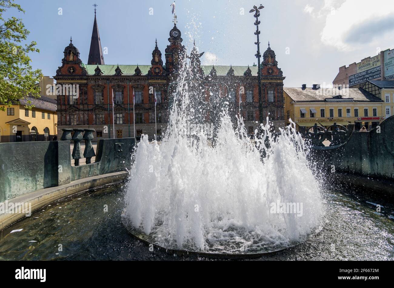 A fountain in the Stortorget / main square / great square in Malmo ...