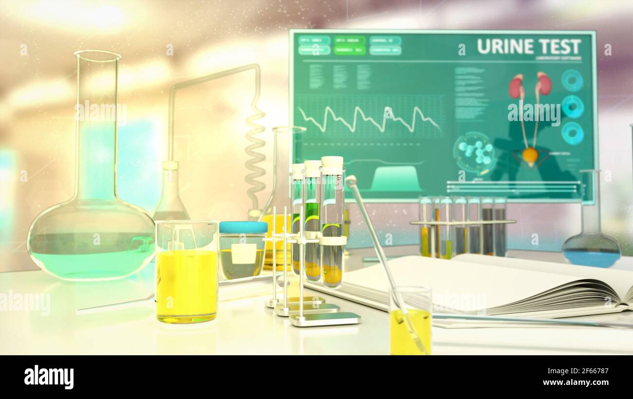 cg medical 3d illustration, clinical urine examination backdrop Stock ...