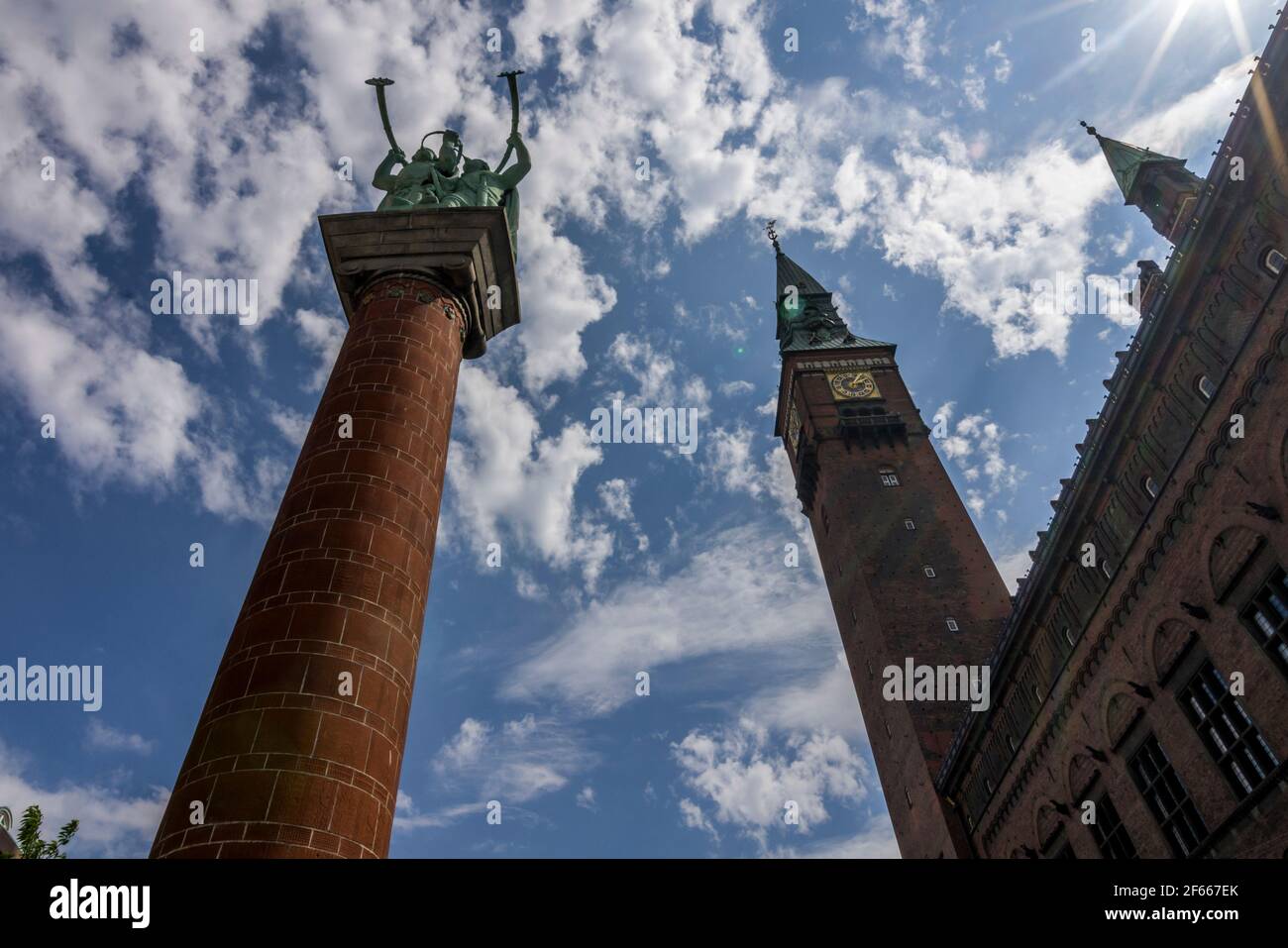 The Radhus / City Hall and the Lur Blowers (Lurblæserne) monument seen ...