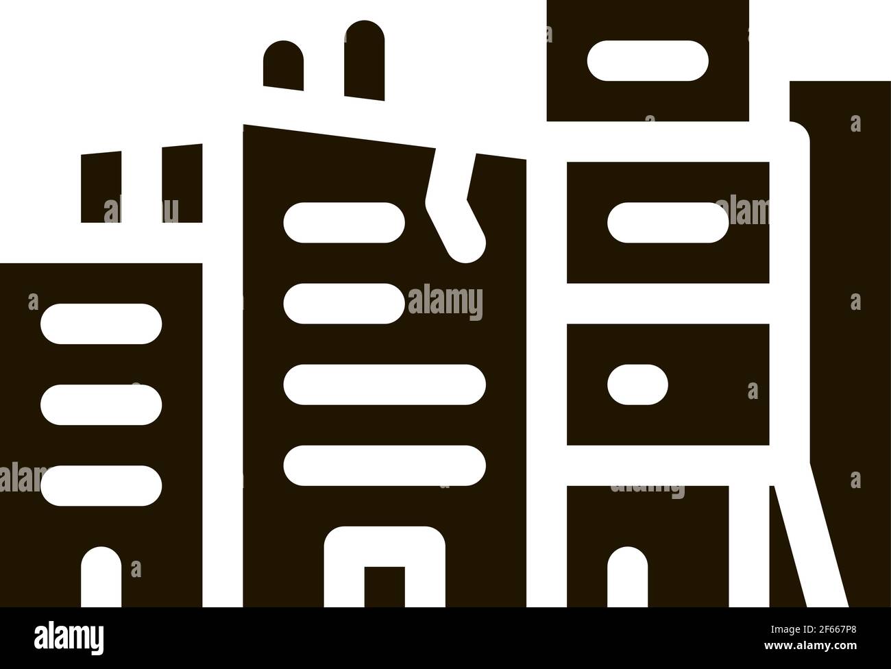 destroyed high-rise buildings icon Vector Glyph Illustration Stock ...