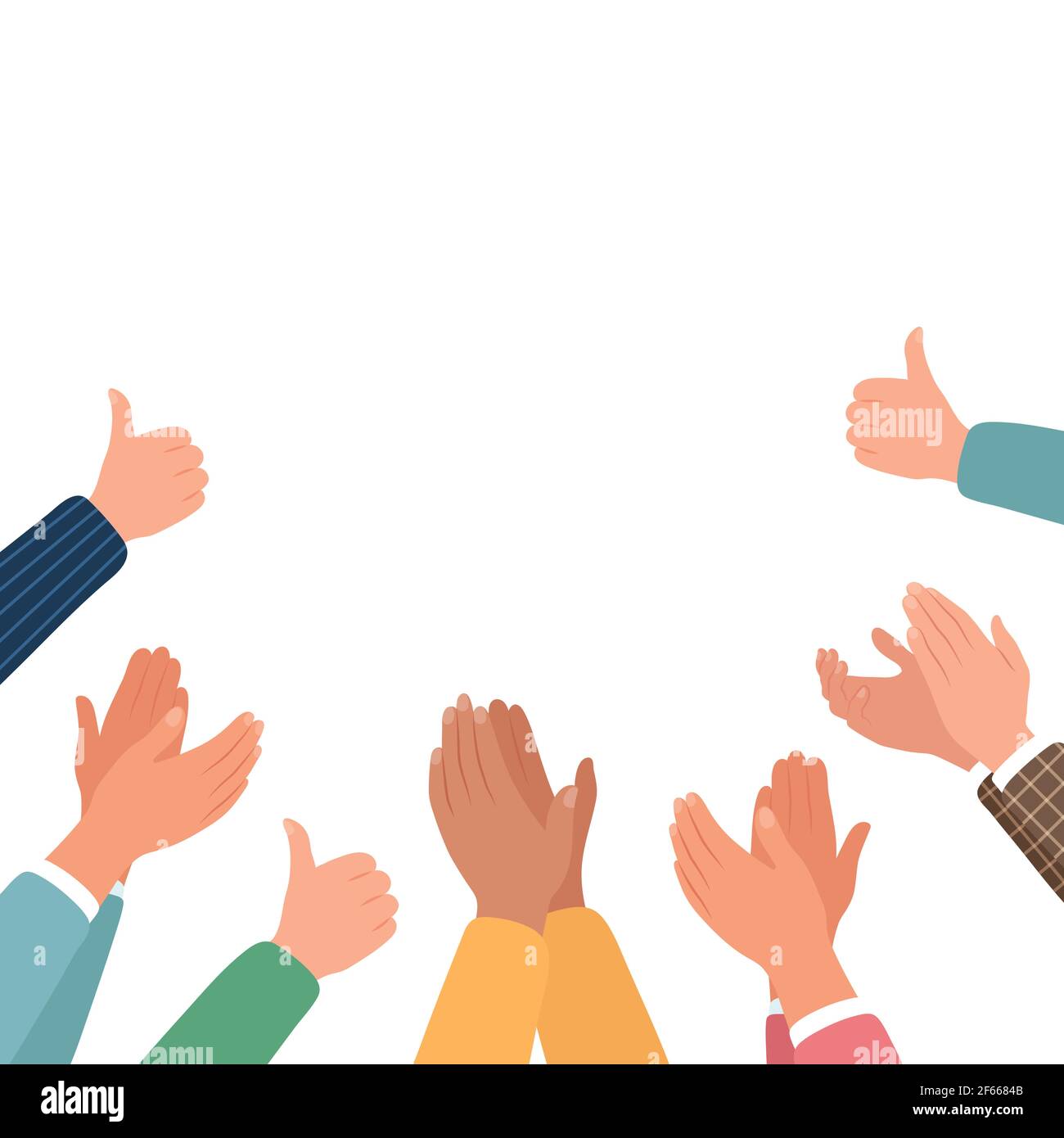 Approval, clapping hands and thumbs up. Vector illustration in flat style Stock Vector Image ...