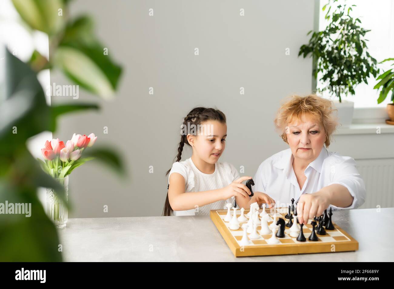 Old lady playing chess hi-res stock photography and images - Alamy