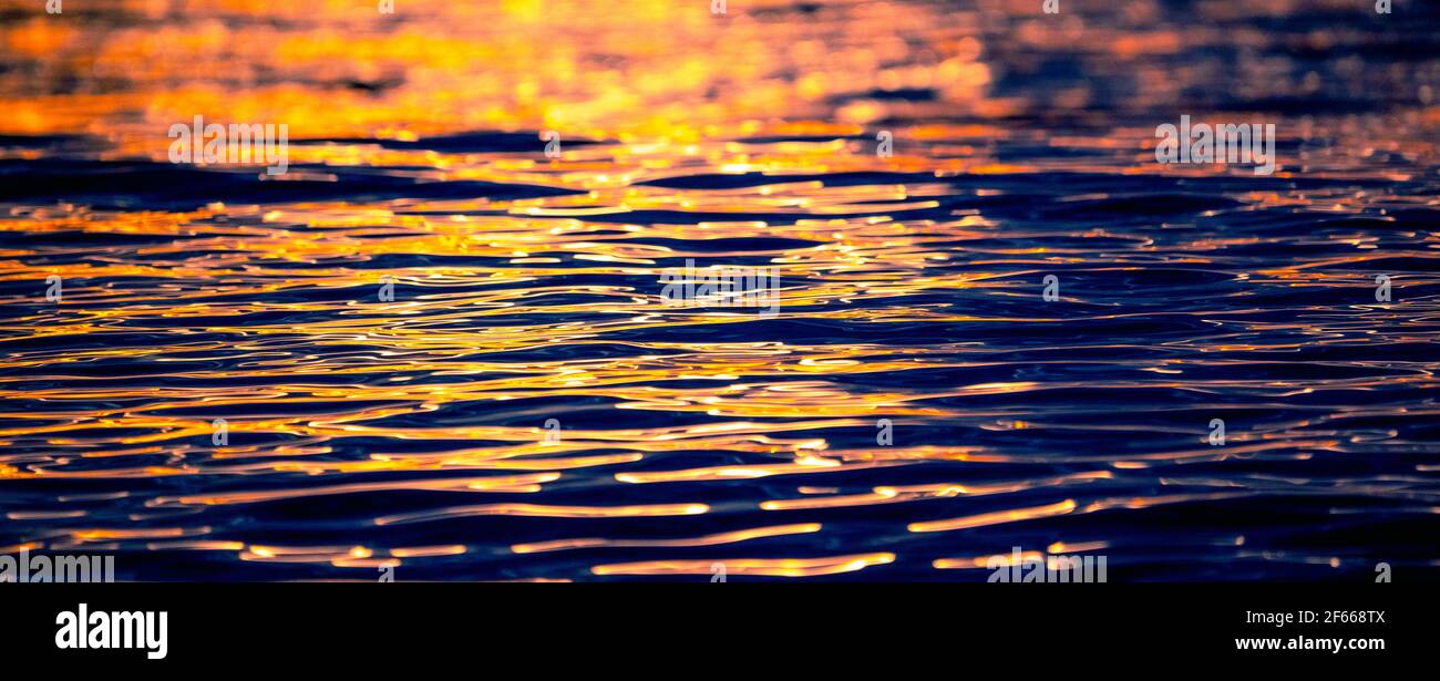 Sea waves with sunset light reflecting on the water Stock Photo - Alamy