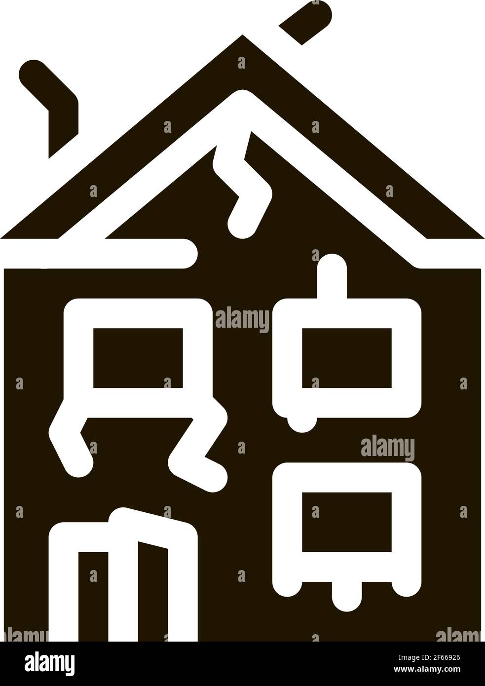 collapse of old house icon Vector Glyph Illustration Stock Vector Image ...