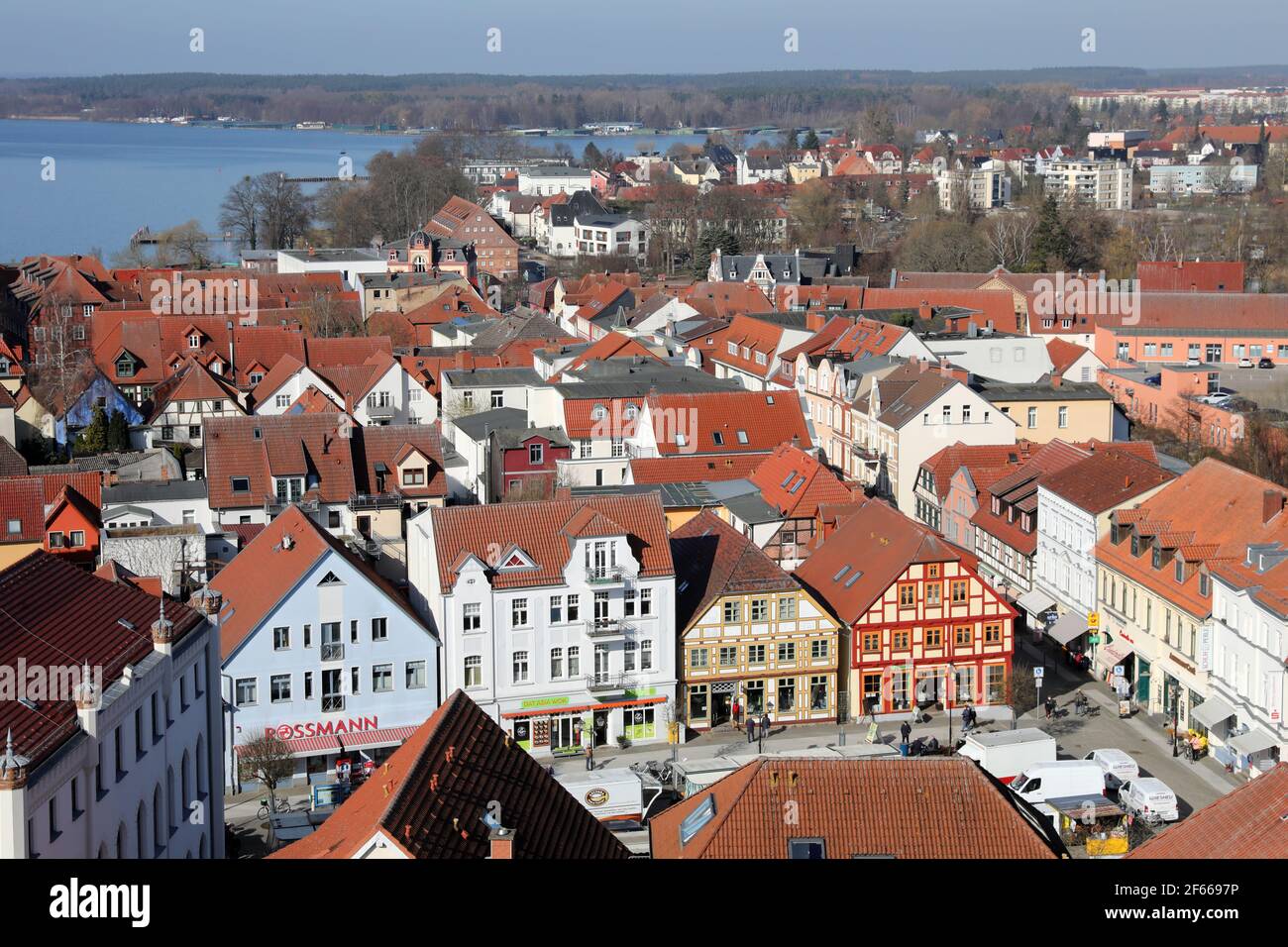 Waren, Germany. 30th Mar, 2021. View from the observation deck on the ...