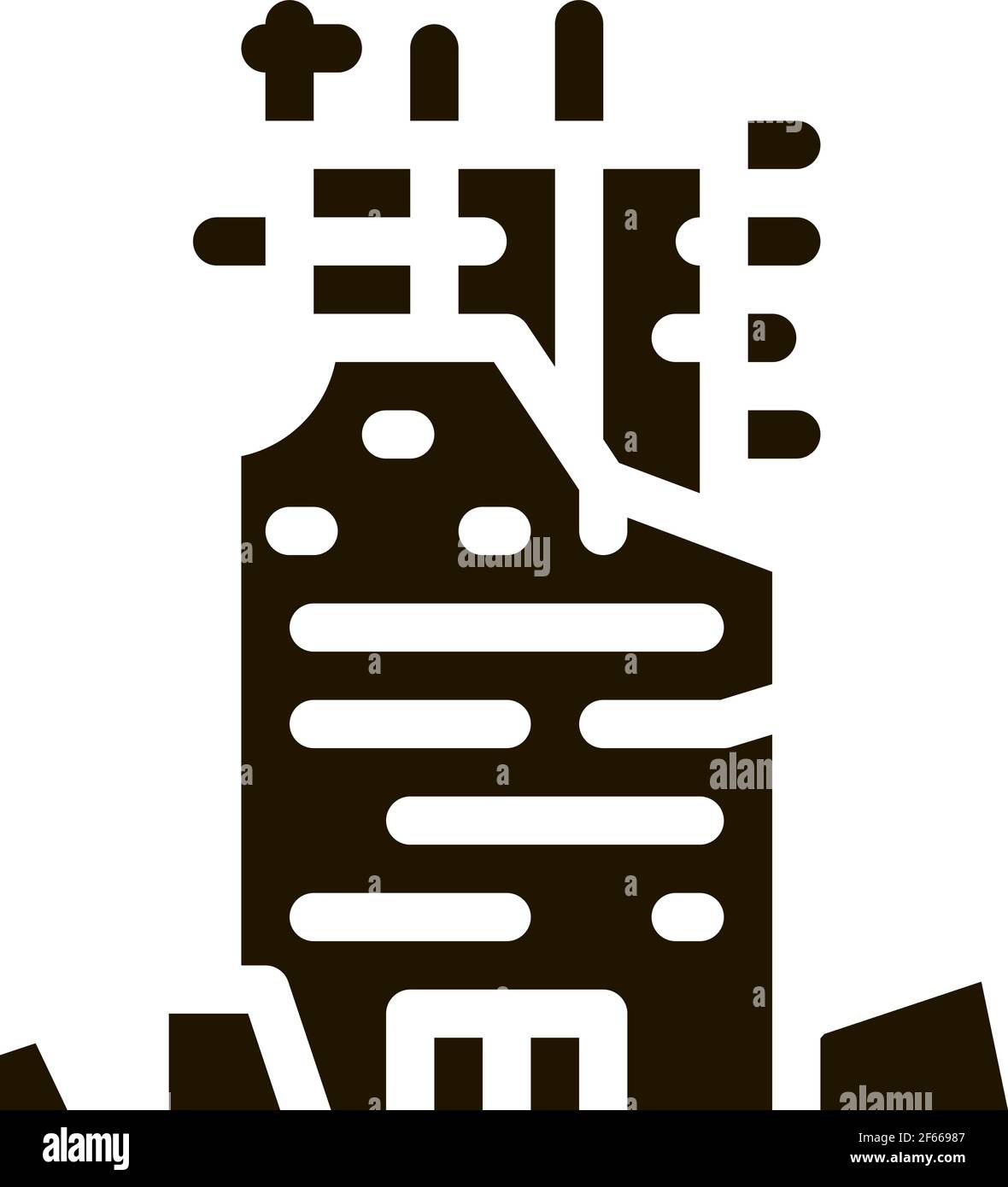 collapse of house to initial foundation icon Vector Glyph Illustration ...