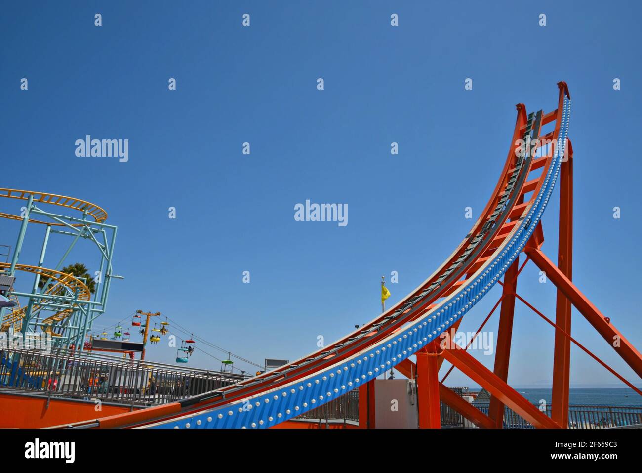 Partial view of the Shockwave ride rail at the Santa Cruz Amusement ...