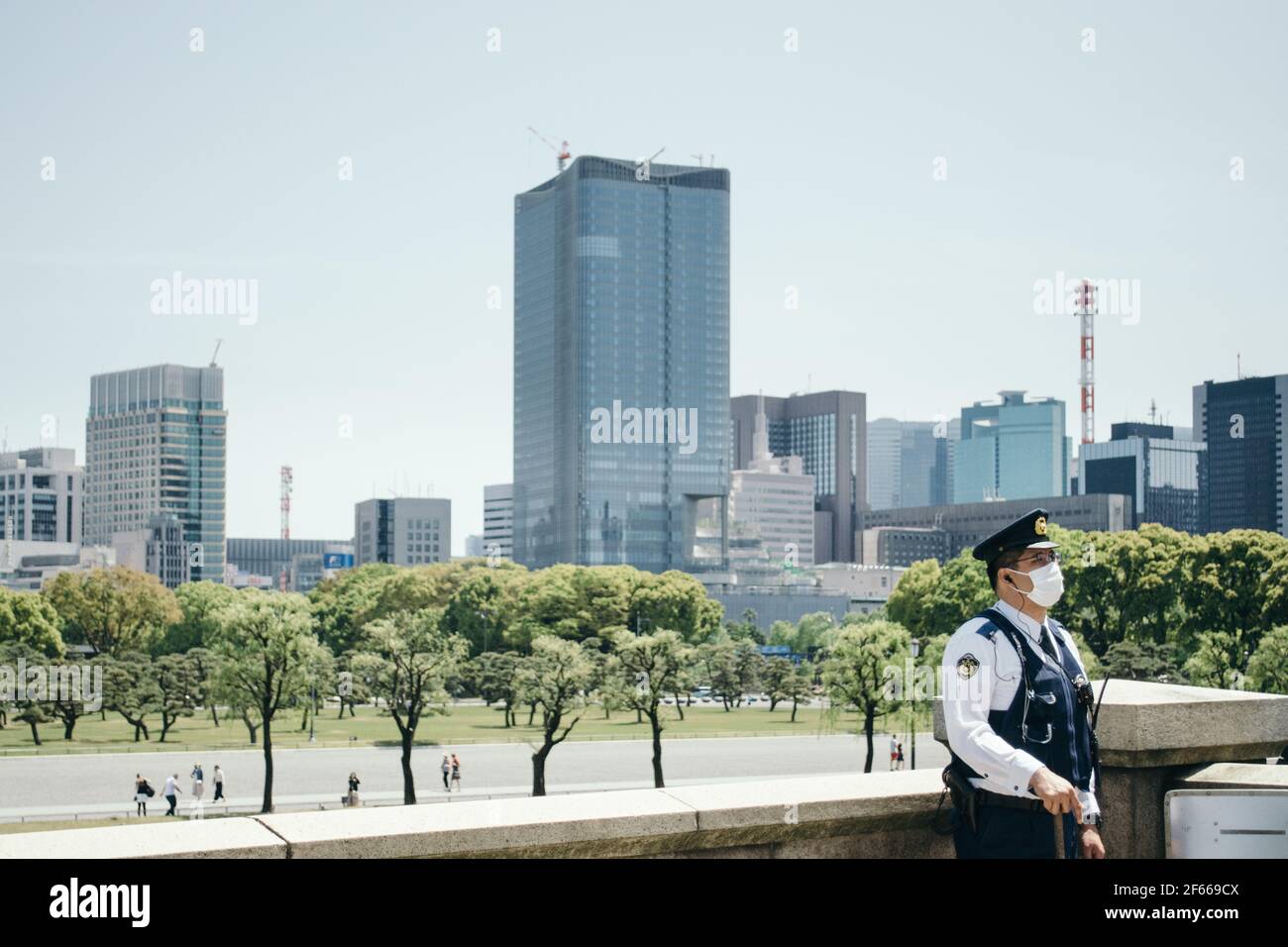 Chiyoda, Tokyo, Japan - Security police officer wearing mask at Tokyo ...