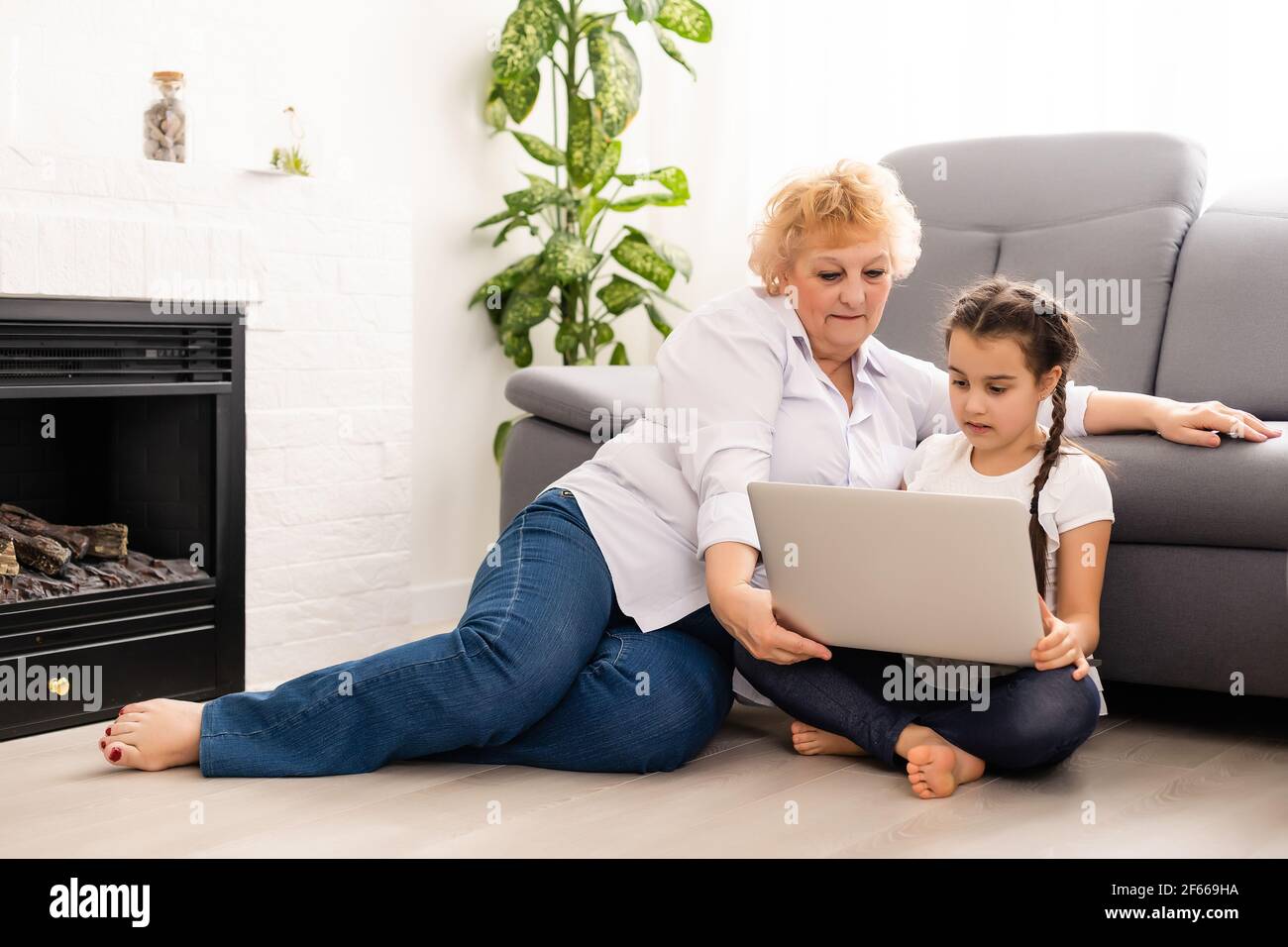 Teen girl distance learning virtual distance online class on video call ...