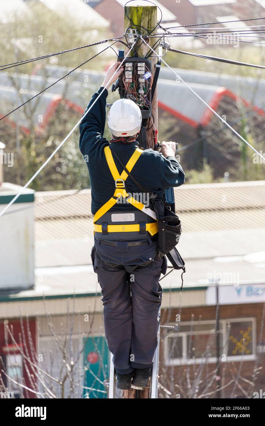 Telephone Engineer Pole Work High Resolution Stock Photography and ...
