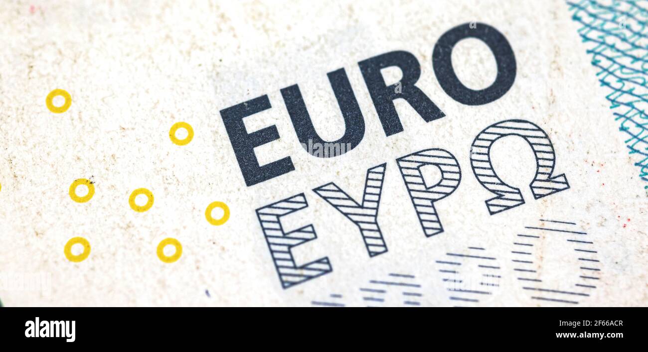 Euro money background with text on banknotes, banner ans close up Stock ...