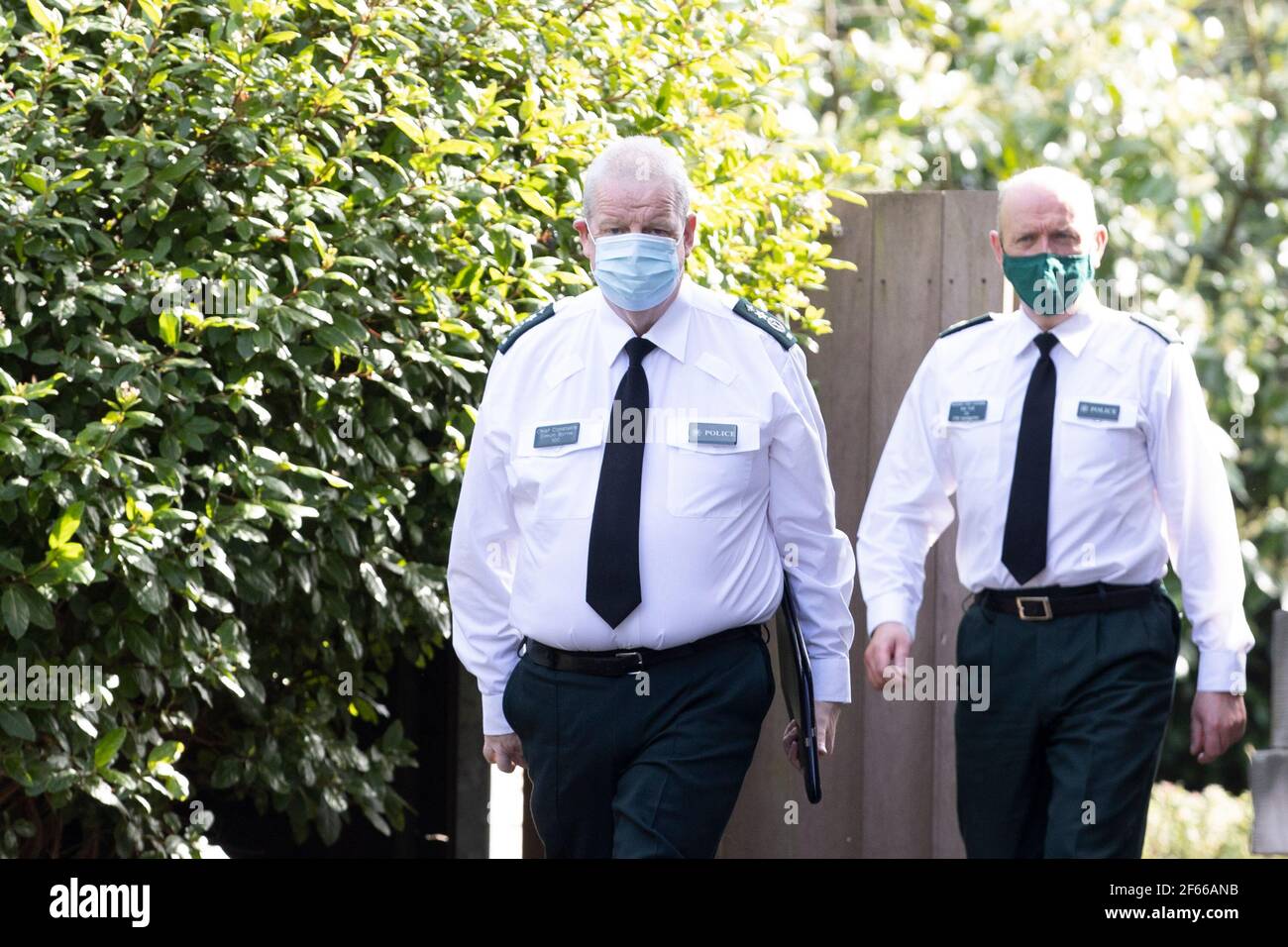 PSNI Chief Constable Simon Byrne (left) and Assistant Chief Constable ...