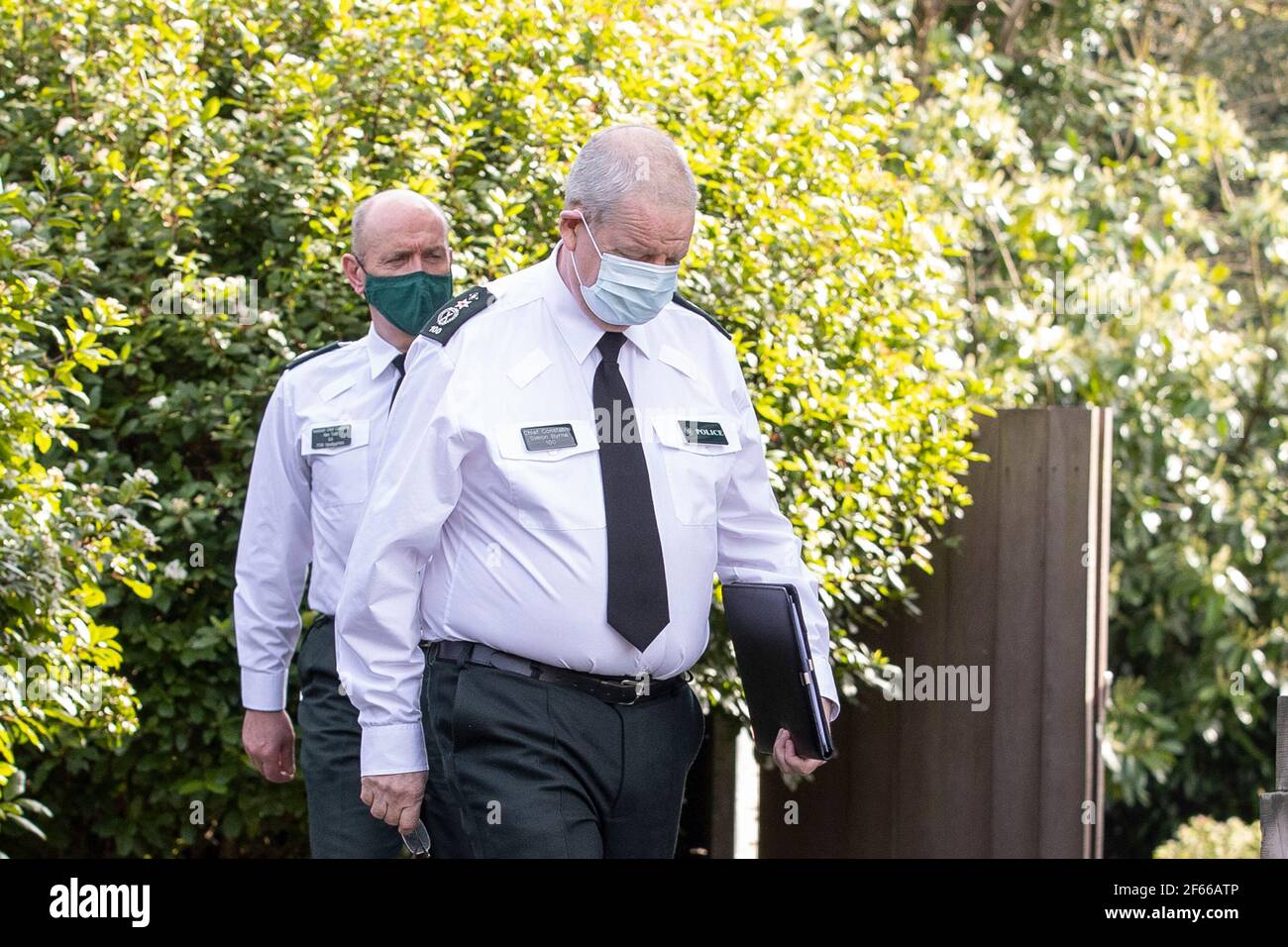 PSNI Chief Constable Simon Byrne (right) and Assistant Chief Constable ...