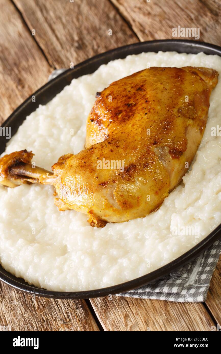 Saleeg Saudi Arabia's favourite chicken and rice dish closeup in the ...
