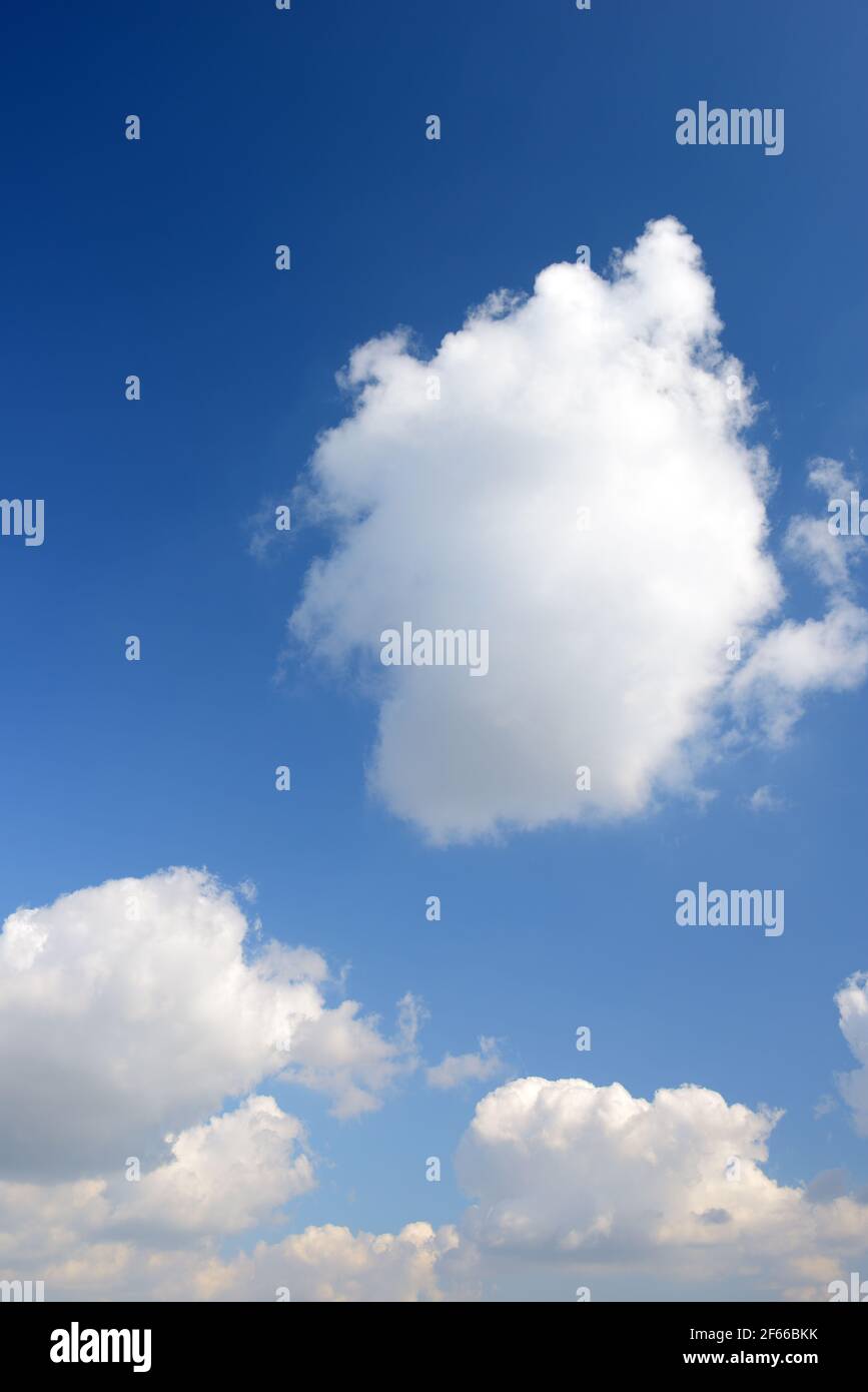 Blue clean sky with white cloud. Oxygen, environment Stock Photo - Alamy