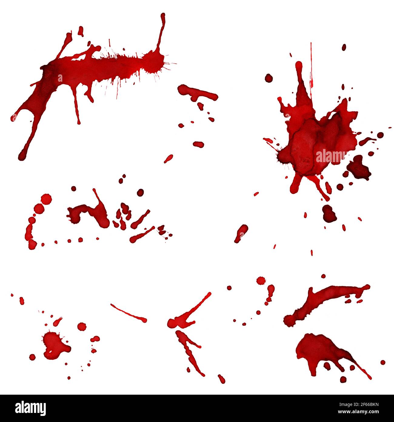 Set of watercolor hand painted bloody red blots - splashes - isolated ...