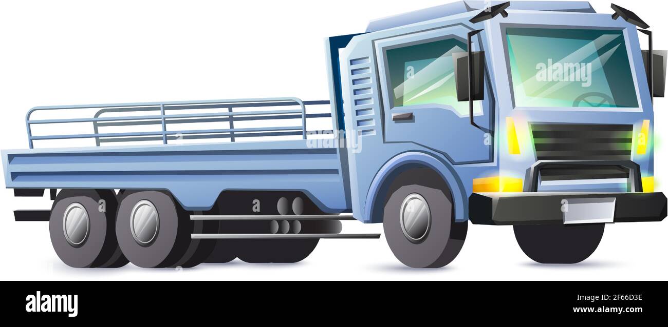 Vector cartoon style blue cargo truck isolated on white background ...