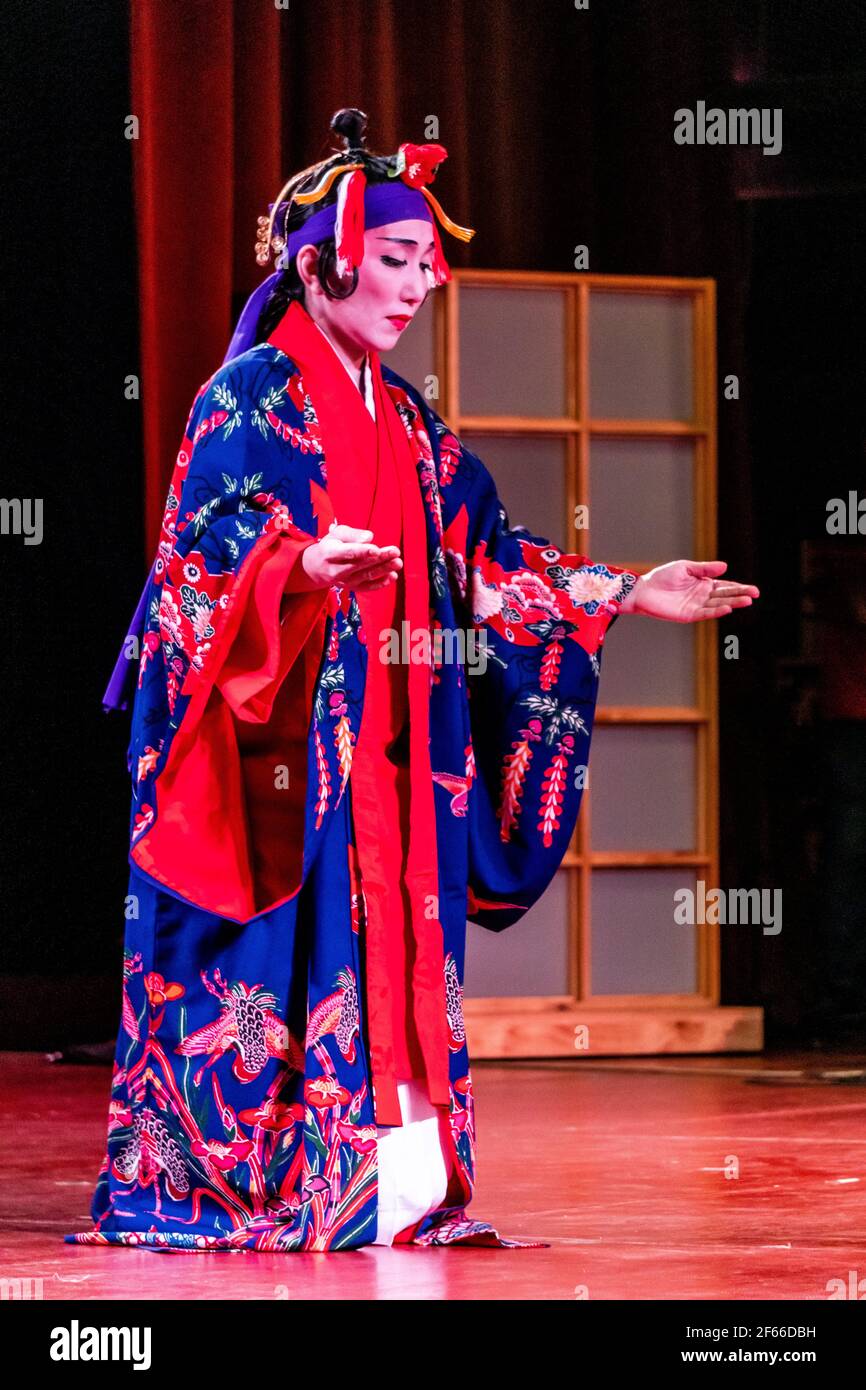 Traditional Okinawan dances at the Okinawan Association of Peru ...