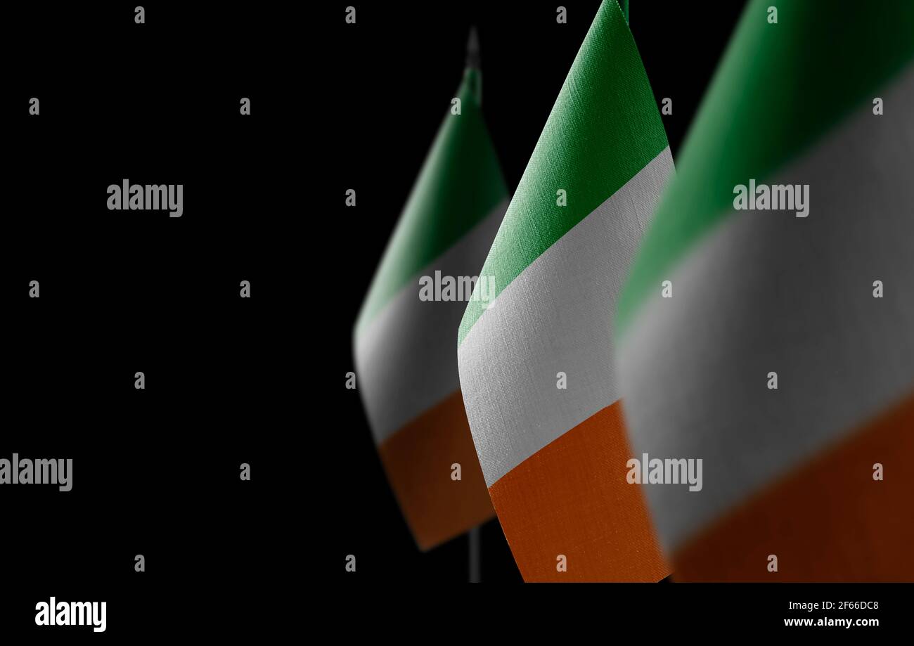 Small national flags of the Ireland on a black background Stock Photo ...