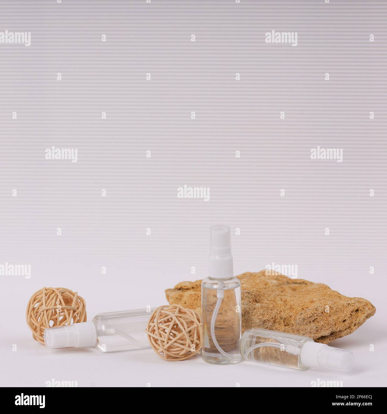 Plastic containers without labels for brand advertising on a white ...