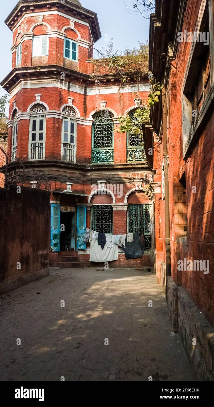 Kolkata, West Bengal, India - January 2018: The red brick walls of a ...