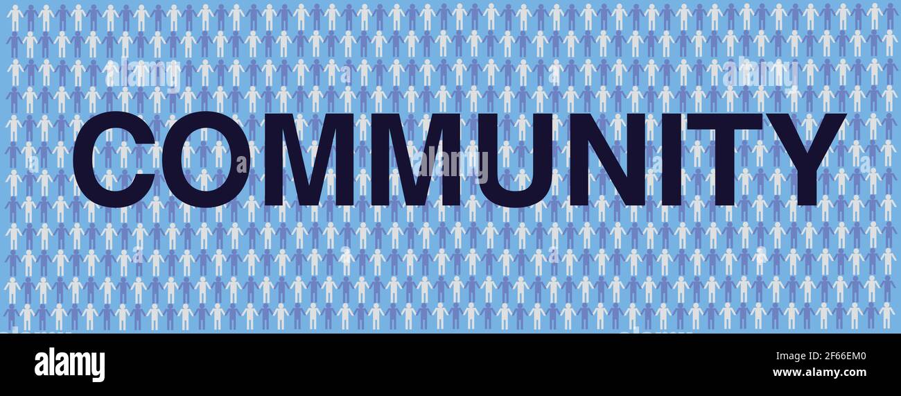 Community Volunteer Friendship Stand Together Human Pattern Blue White ...