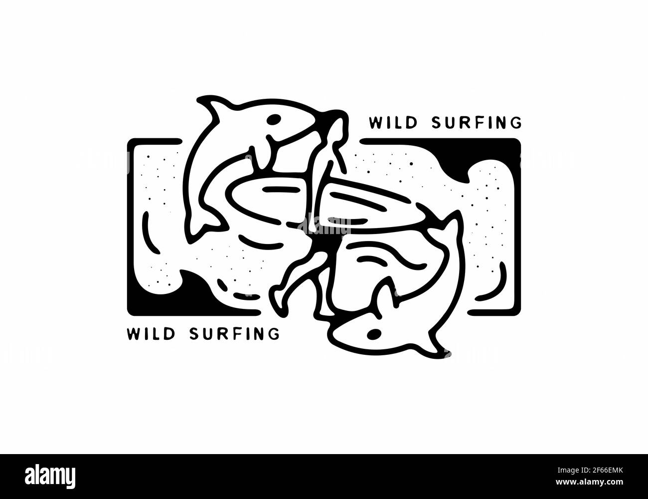 Wild surfing line art illustration design Stock Vector Image & Art - Alamy