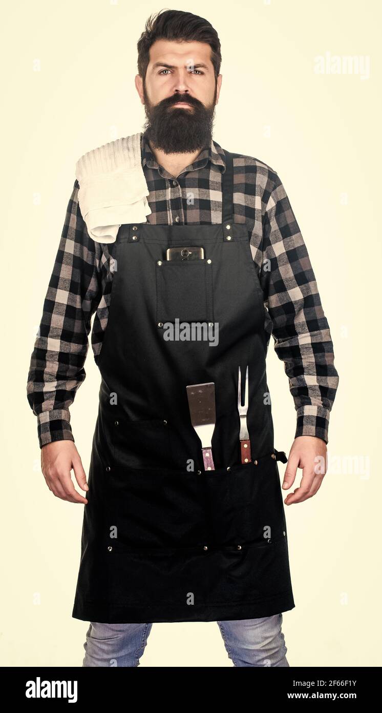 To making the most of his barbeque. Grill cook ready for preparing ...