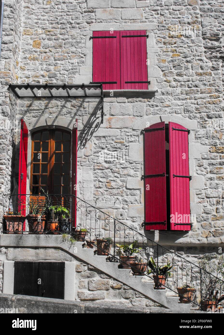 French Red Shutter doors and windows France south of france Stock Photo ...
