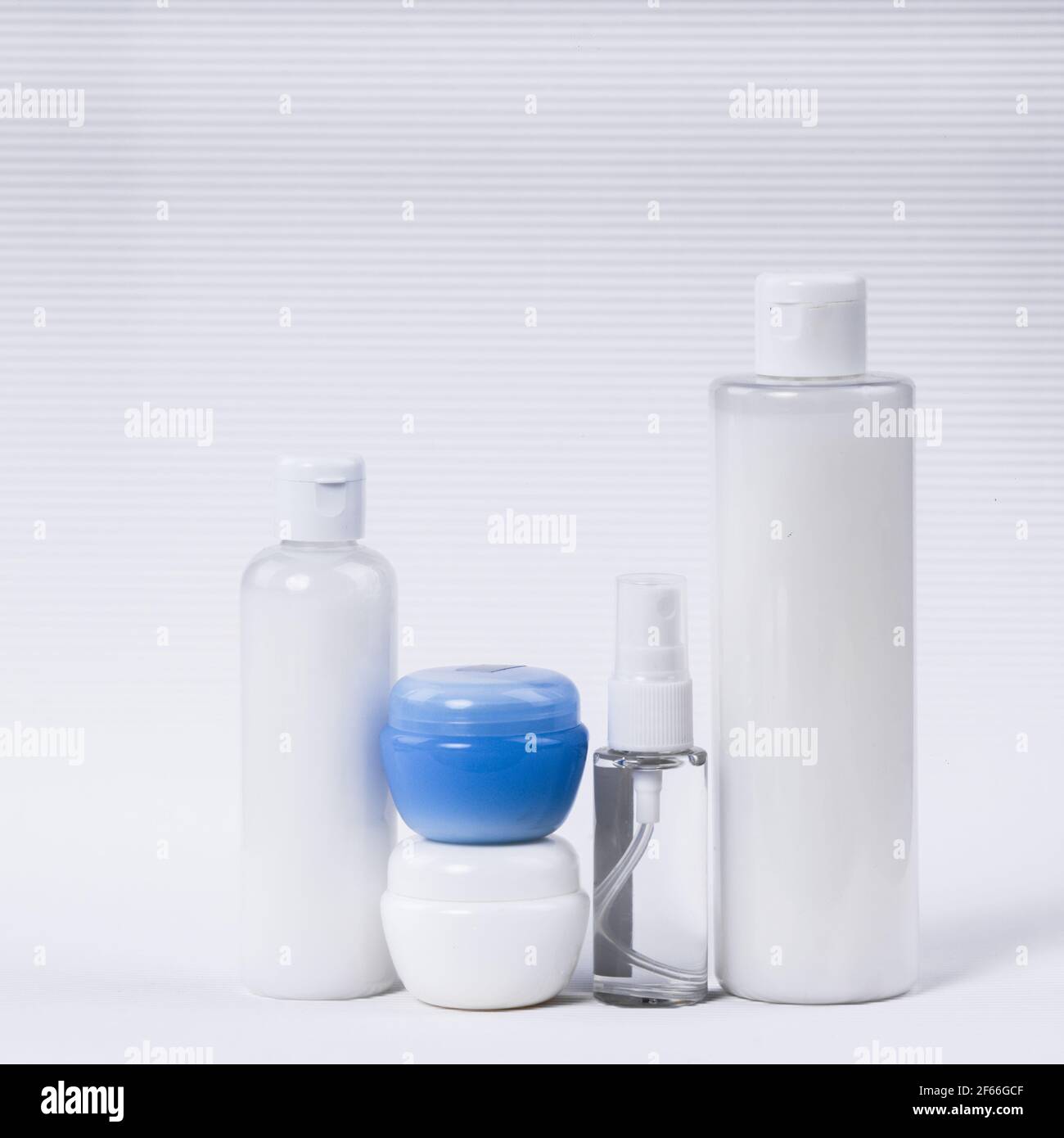Plastic containers without labels for brand advertising on a white ...