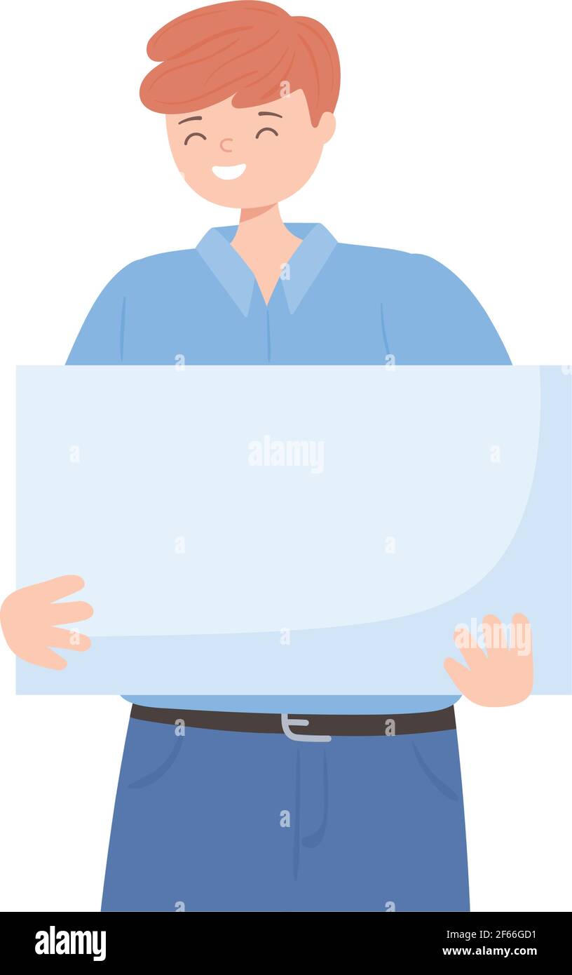 boy with blank sign cartoon Stock Vector Image & Art - Alamy