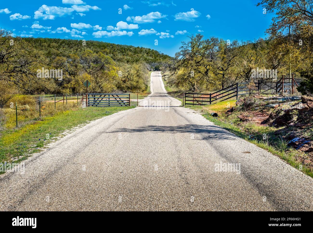 Empty road in the Texas hll country Stock Photo - Alamy