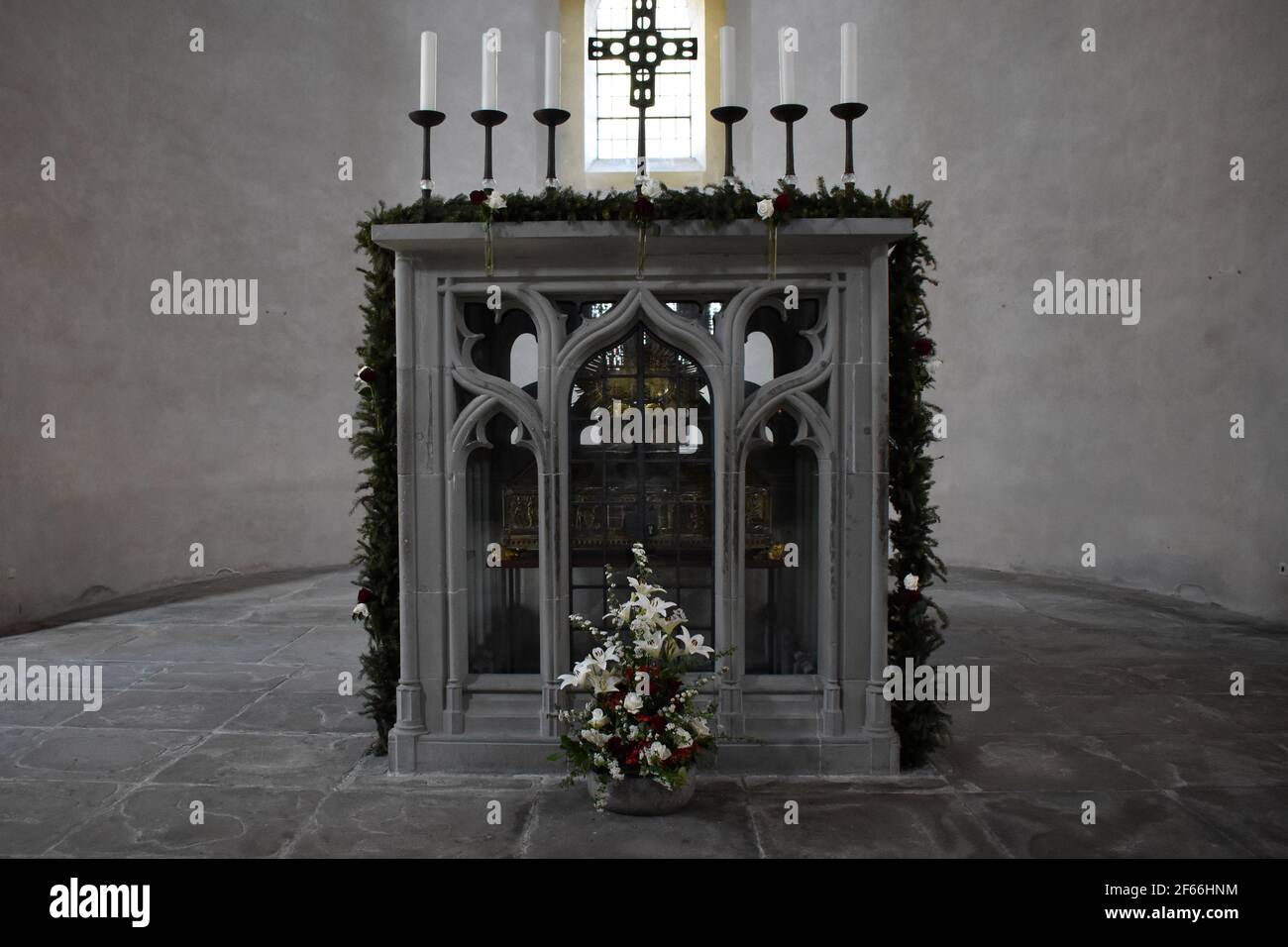 The Abbey Church of St Mary and Mark in Reichenau Mittelzel. The altar ...