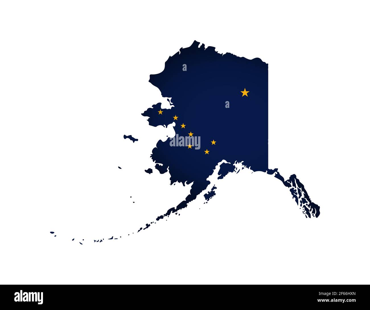 Vector isolated illustration with flag and simplified map of Alaska ...