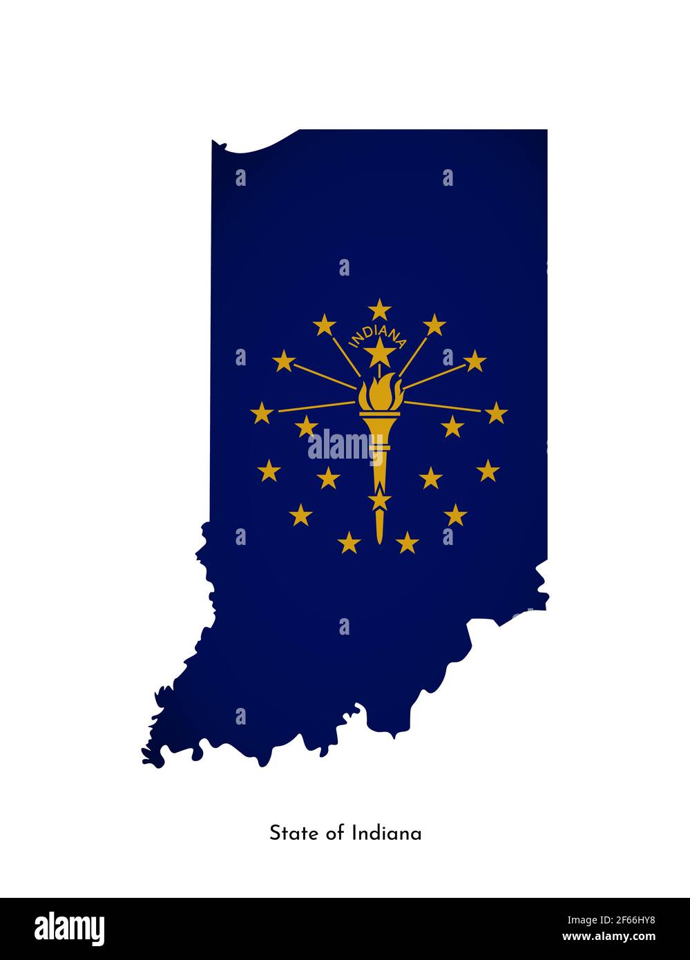 Vector isolated illustration with flag and simplified map of Indiana ...