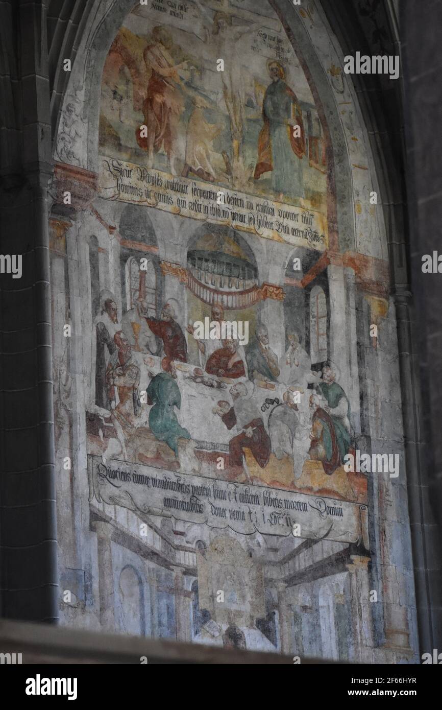 The Abbey Church of St Mary and Mark in Reichenau Mittelzel. Wall ...