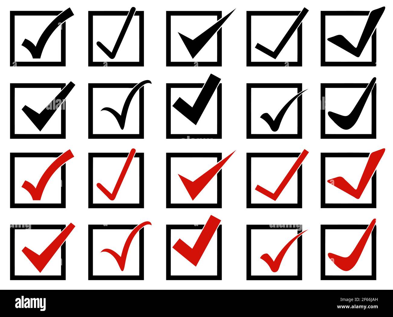 Set of different check mark icons in boxes isolated on white Stock ...