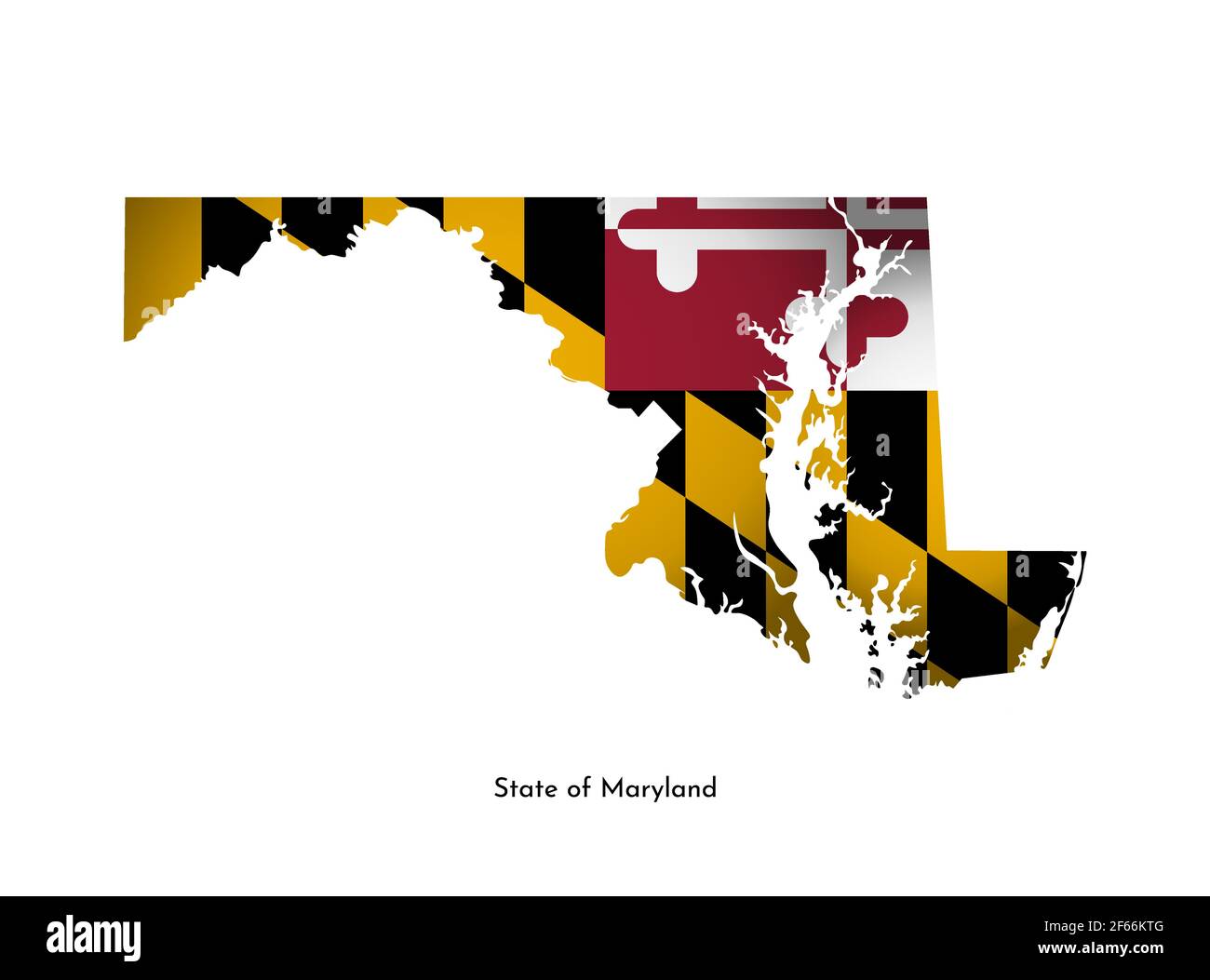 Vector isolated illustration with flag and simplified map of Maryland ...
