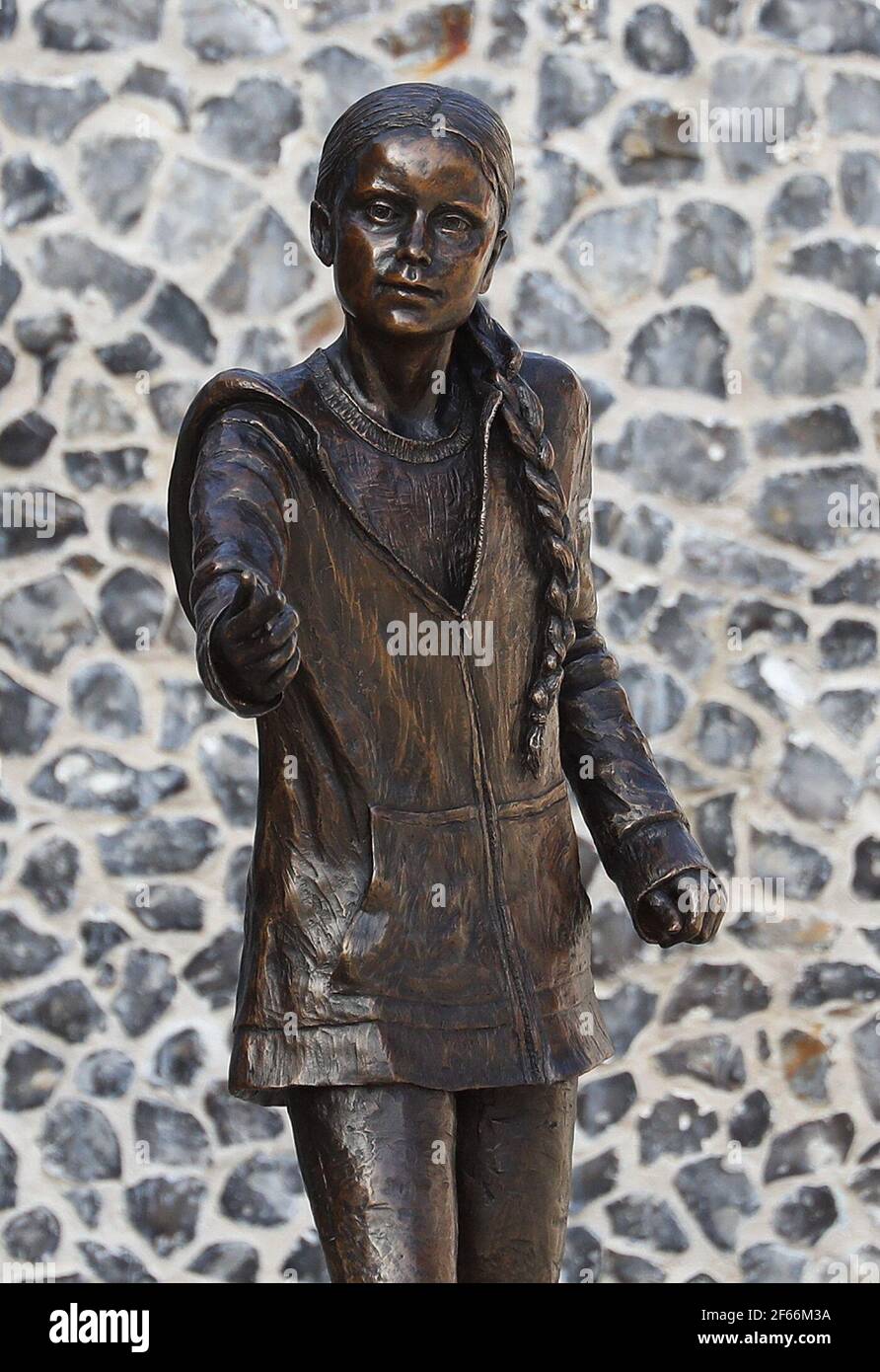 The statue of climate change activist Greta Thunberg which has been ...