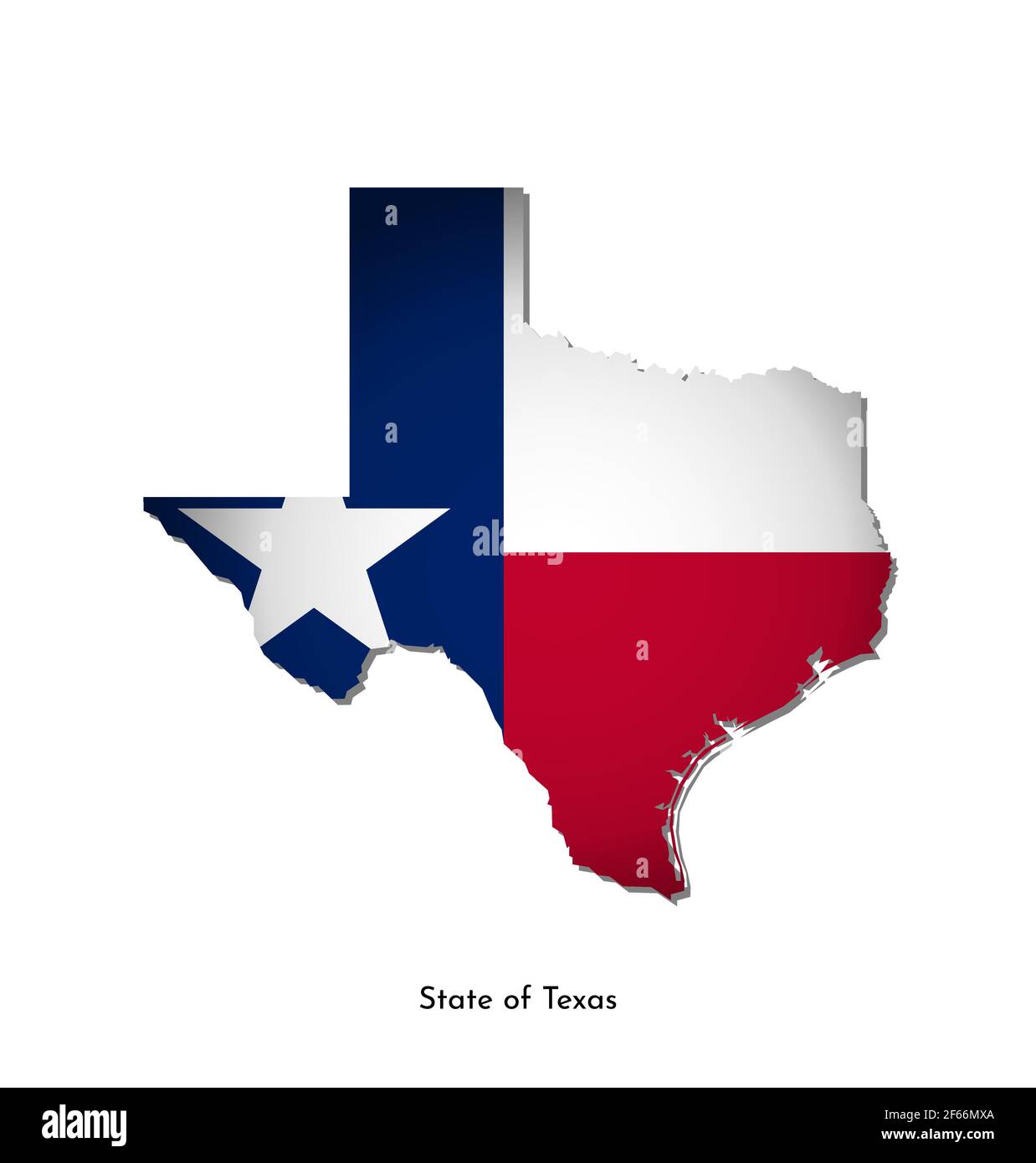 Vector isolated illustration with flag and simplified map of Texas ...