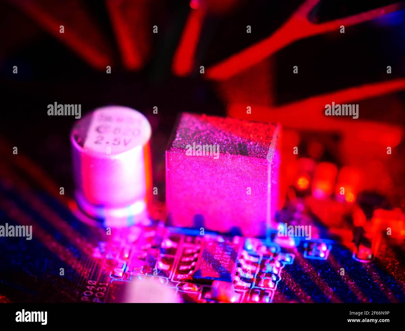 green Electronic system computer motherboard, digital chip with ...