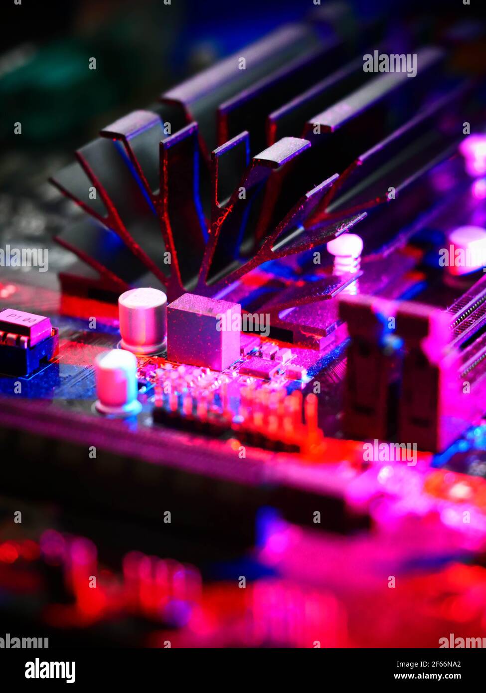 green Electronic system computer motherboard, digital chip with ...